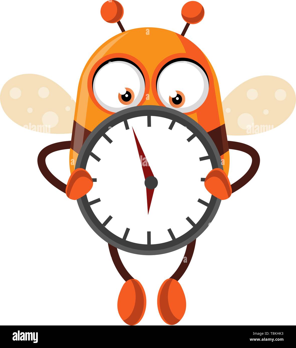 Bee holding a clock, illustration, vector on white background Stock ...