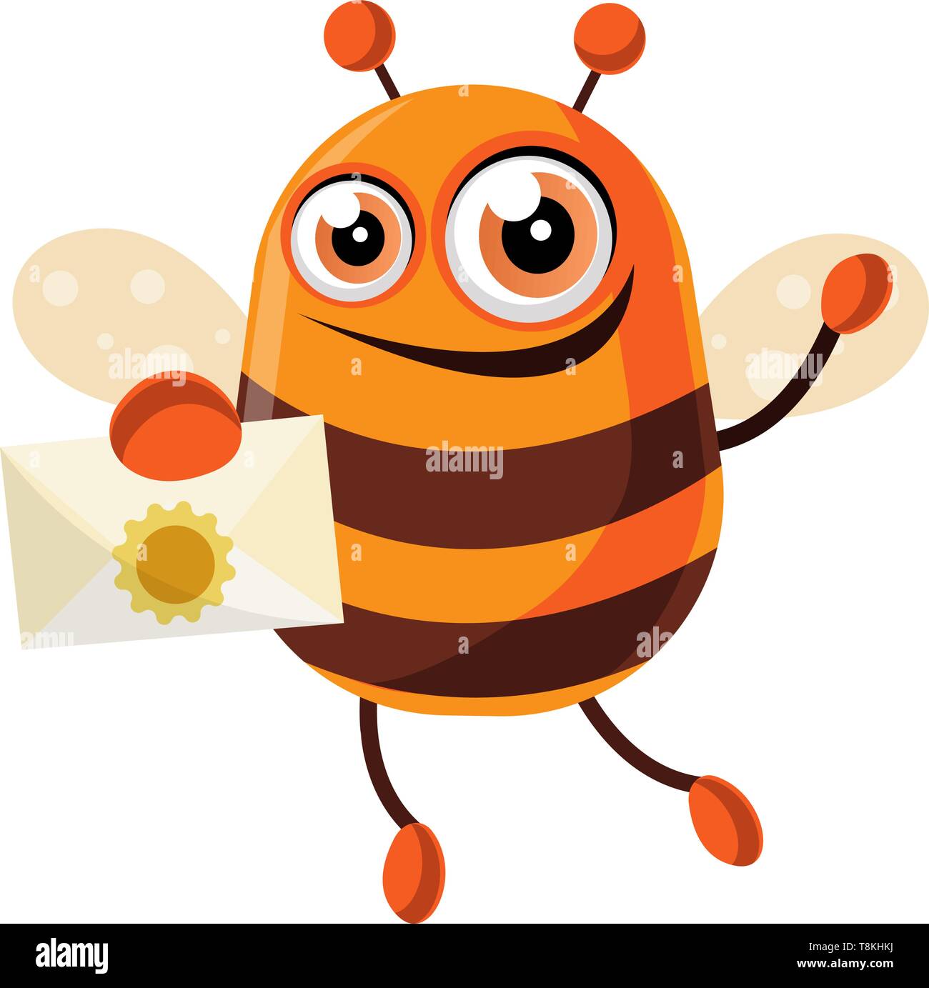 Bee is holding a letter, illustration, vector on white background Stock ...