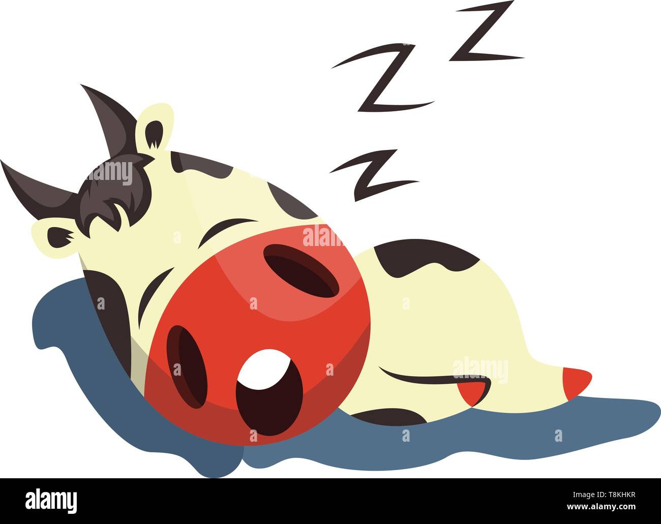 Cow is sleeping, illustration, vector on white background Stock Vector ...