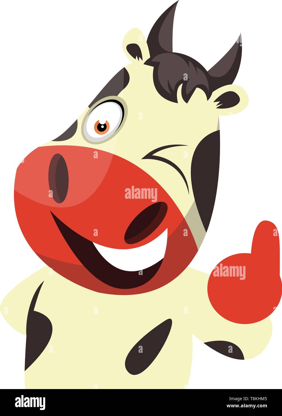 Cow is feeling positive, illustration, vector on white background Stock ...