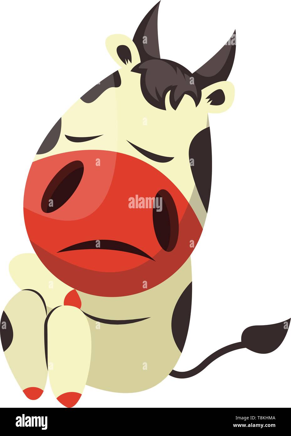 Cow is feeling sad, illustration, vector on white background Stock ...