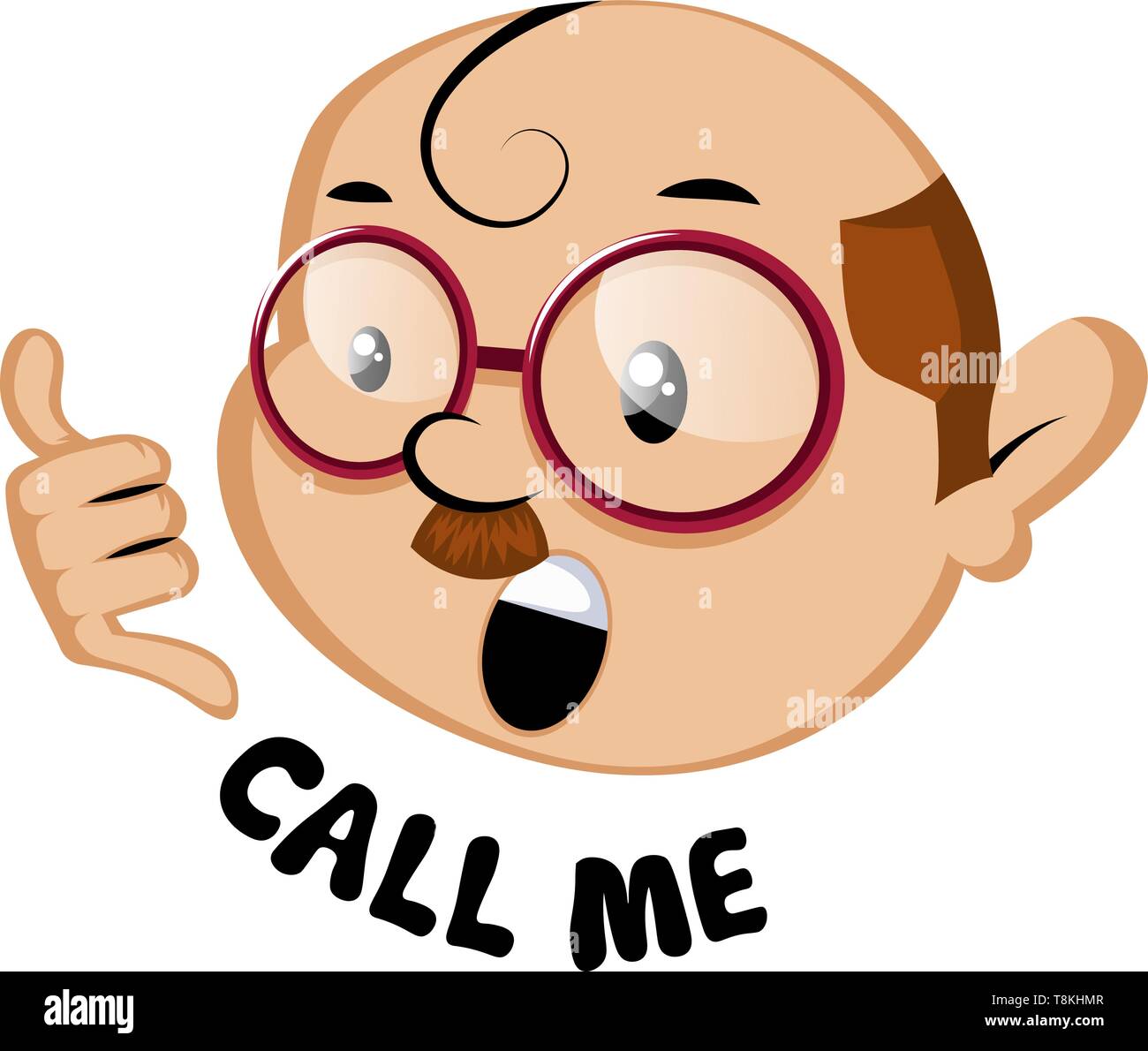 Funny human emoji with call me sign, illustration, vector on white ...