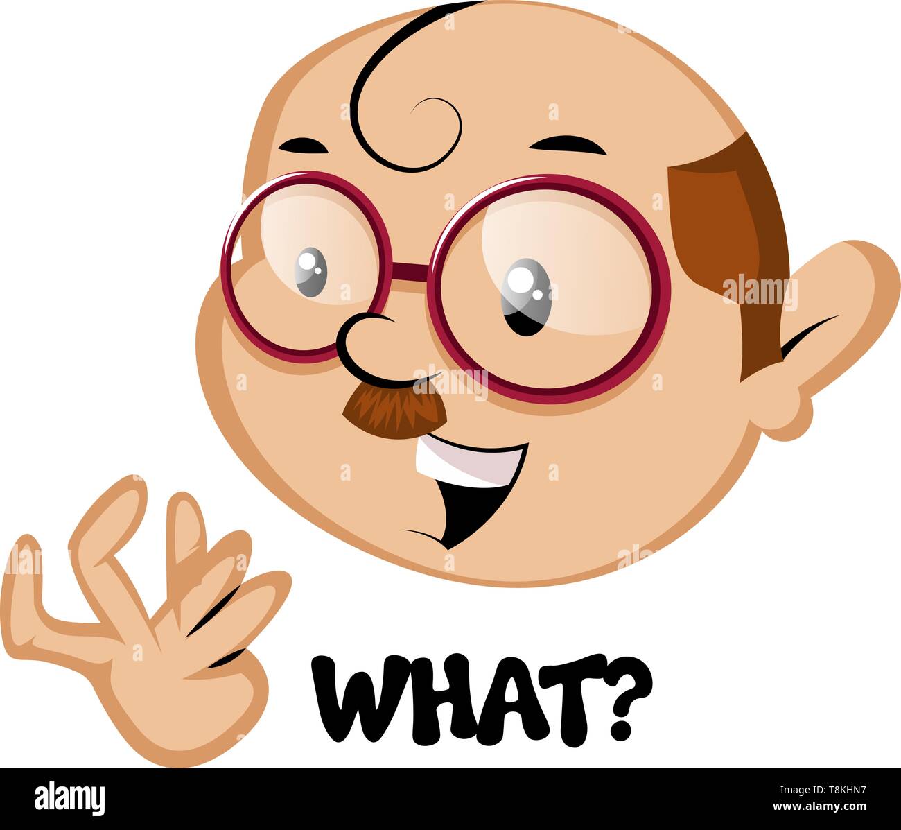 Funny human emojy whit a what sign, illustration, vector on white ...