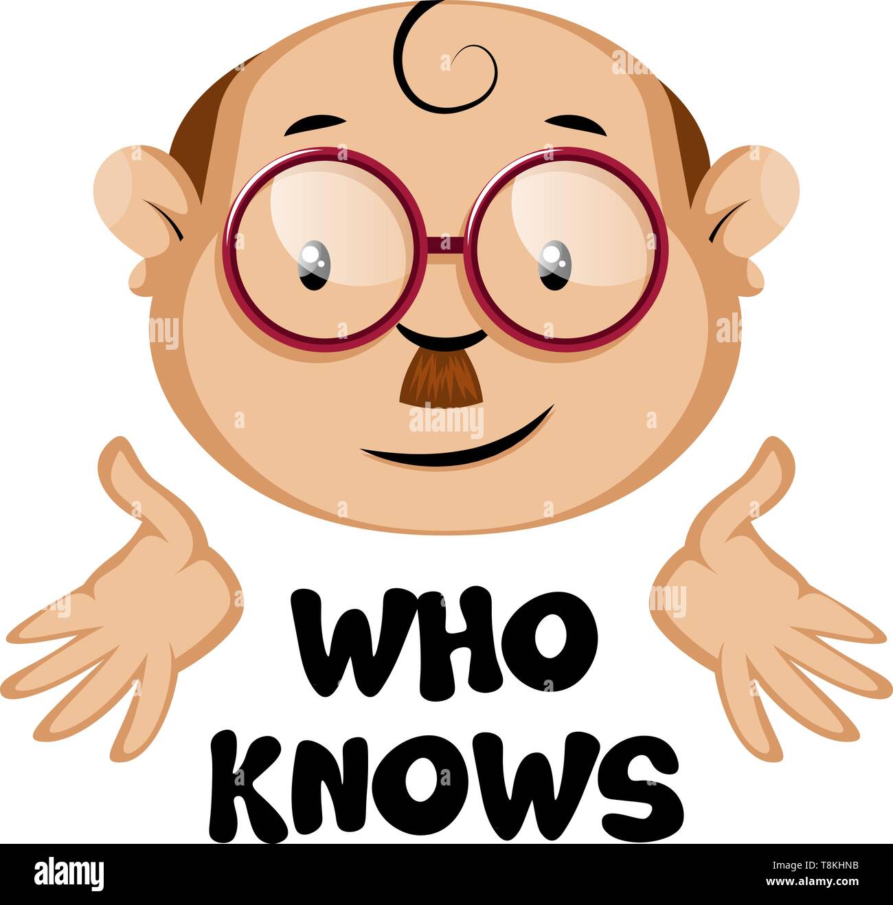 Funny human emoji with a who knows letters, illustration, vector on ...