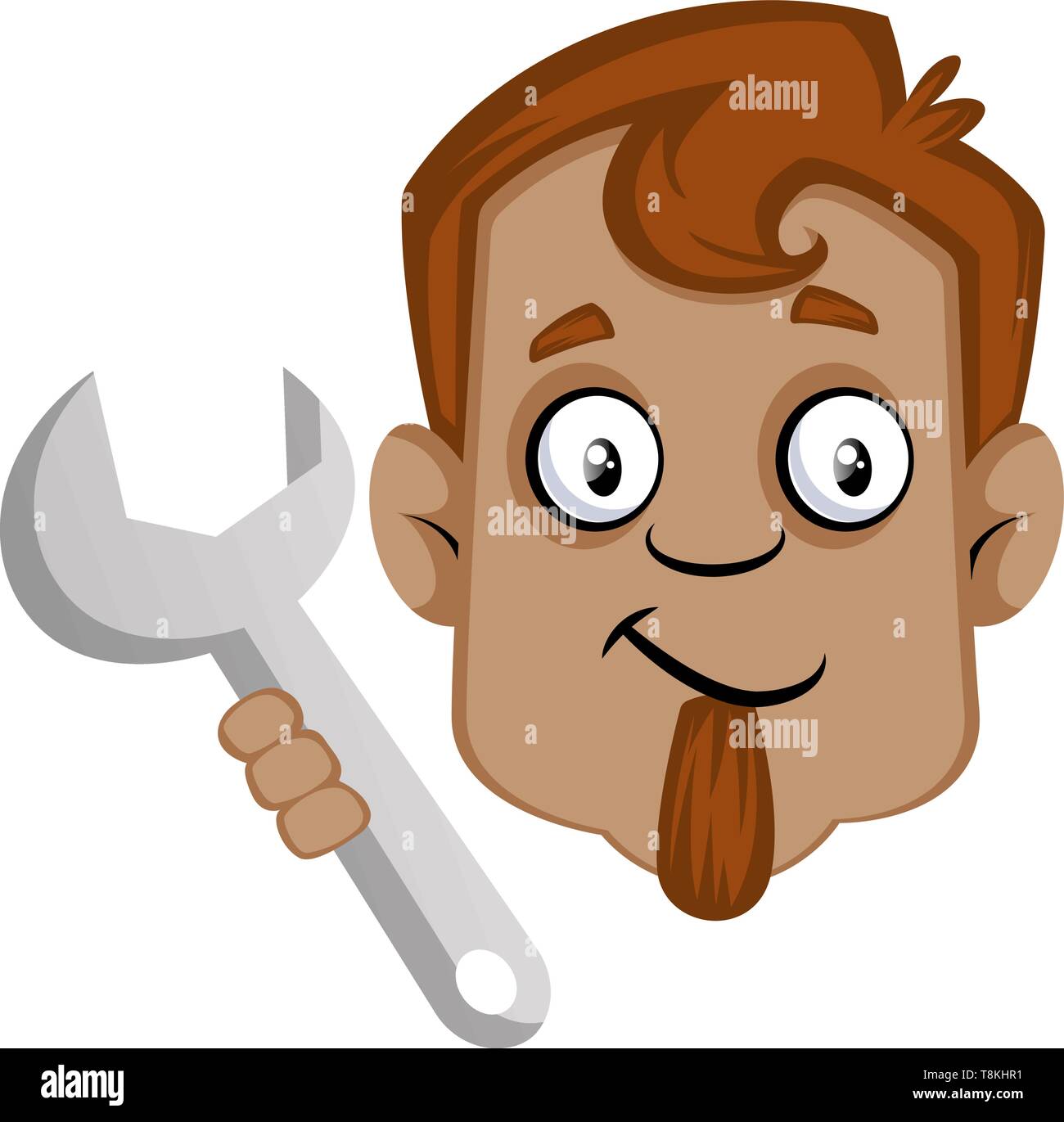 Human emoji holding a tool, illustration, vector on white background ...