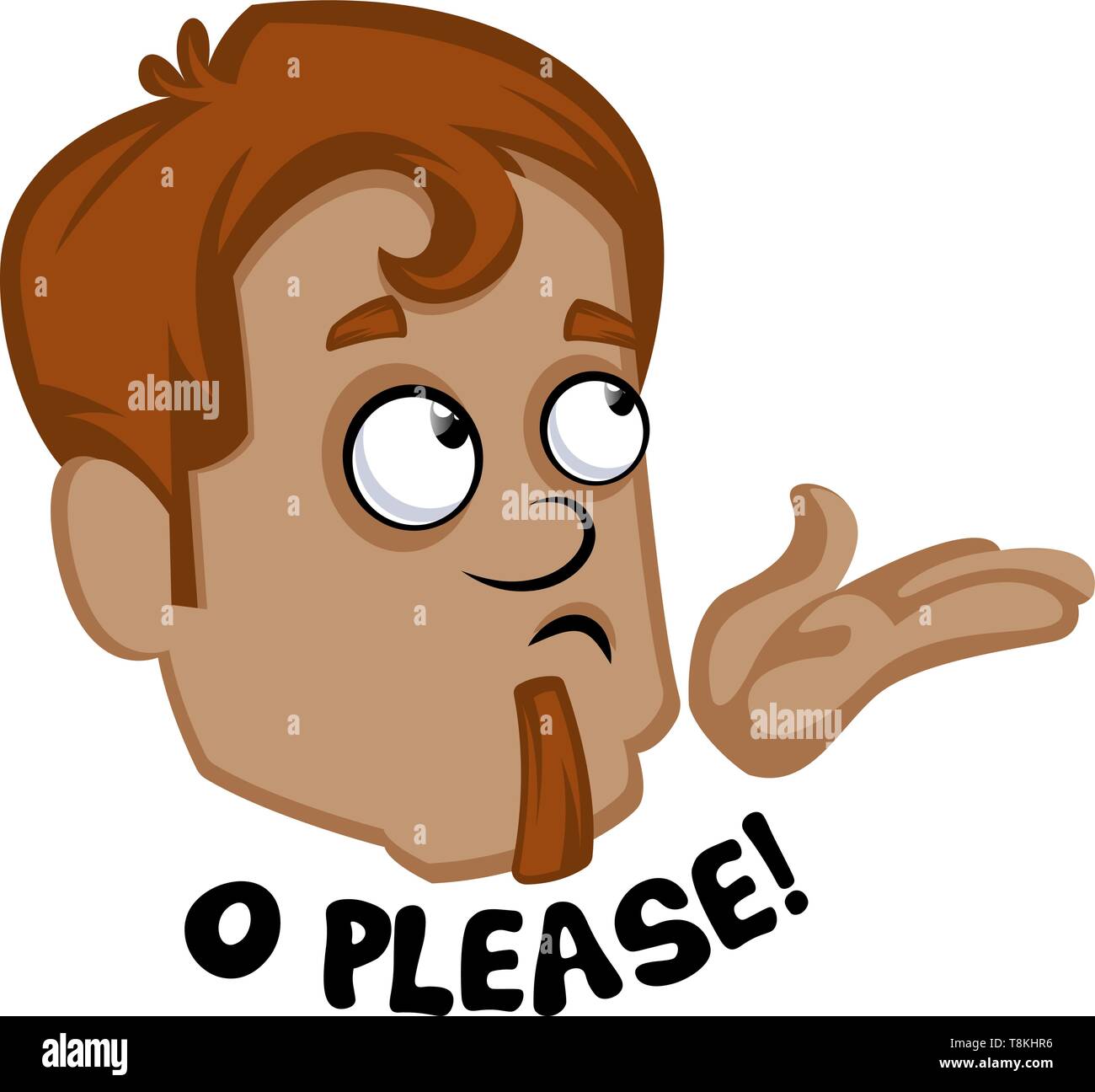 Human emoji with o please expression, illustration, vector on white ...