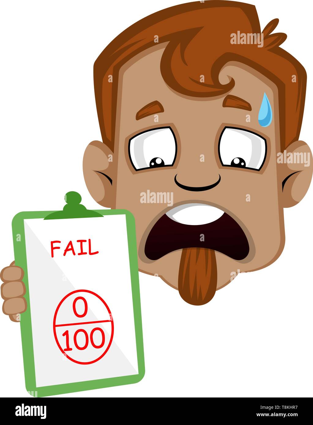 Sad human emoji with a fail score, illustration, vector on white ...