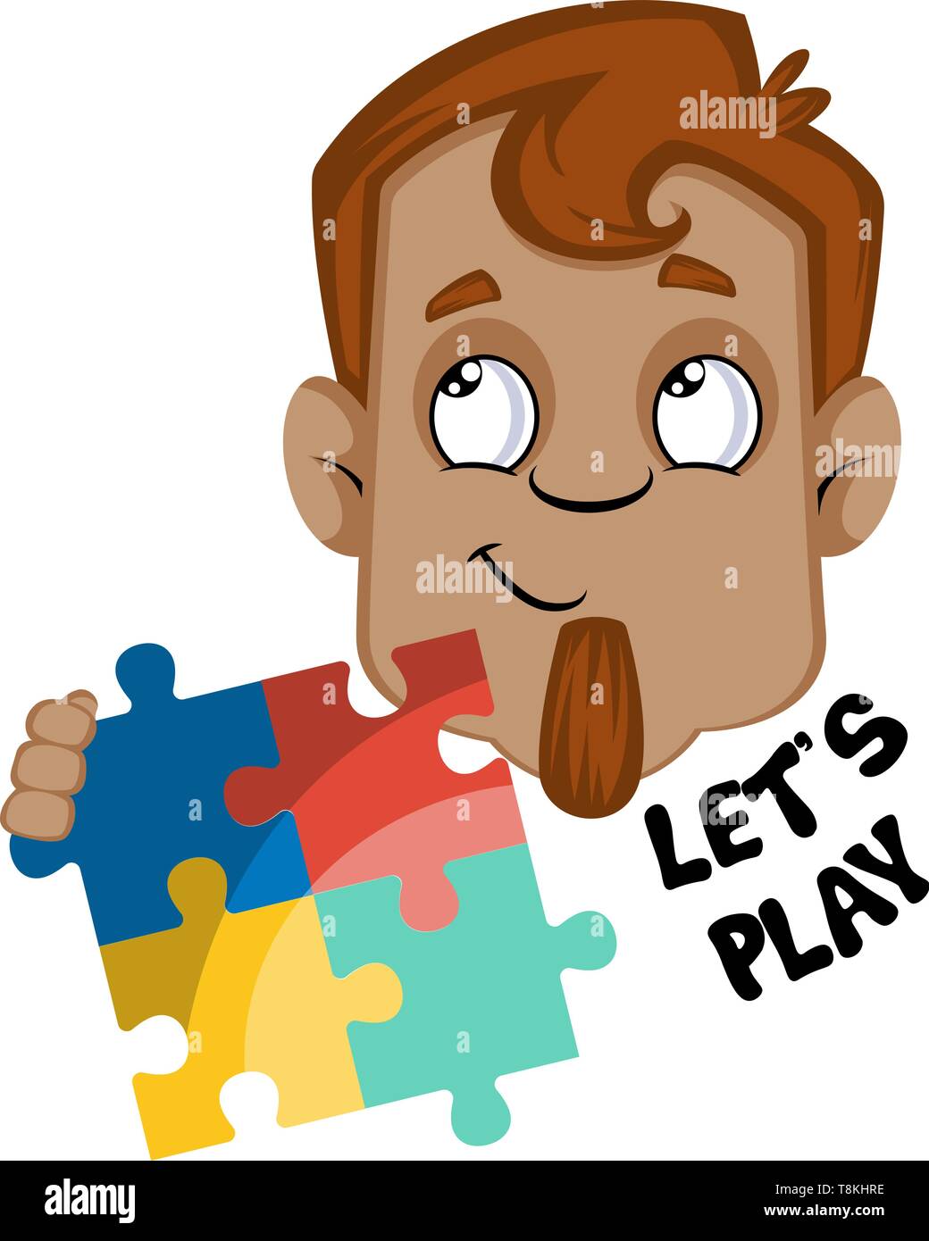 Human emoji with let's play expression, illustration, vector on white ...