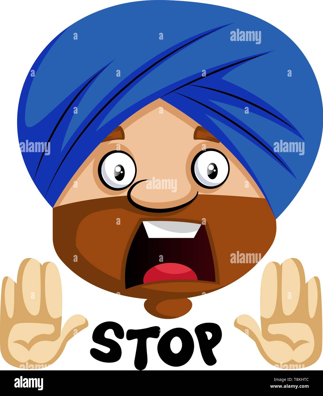 Muslim human emoji with stop expression, illustration, vector on white ...