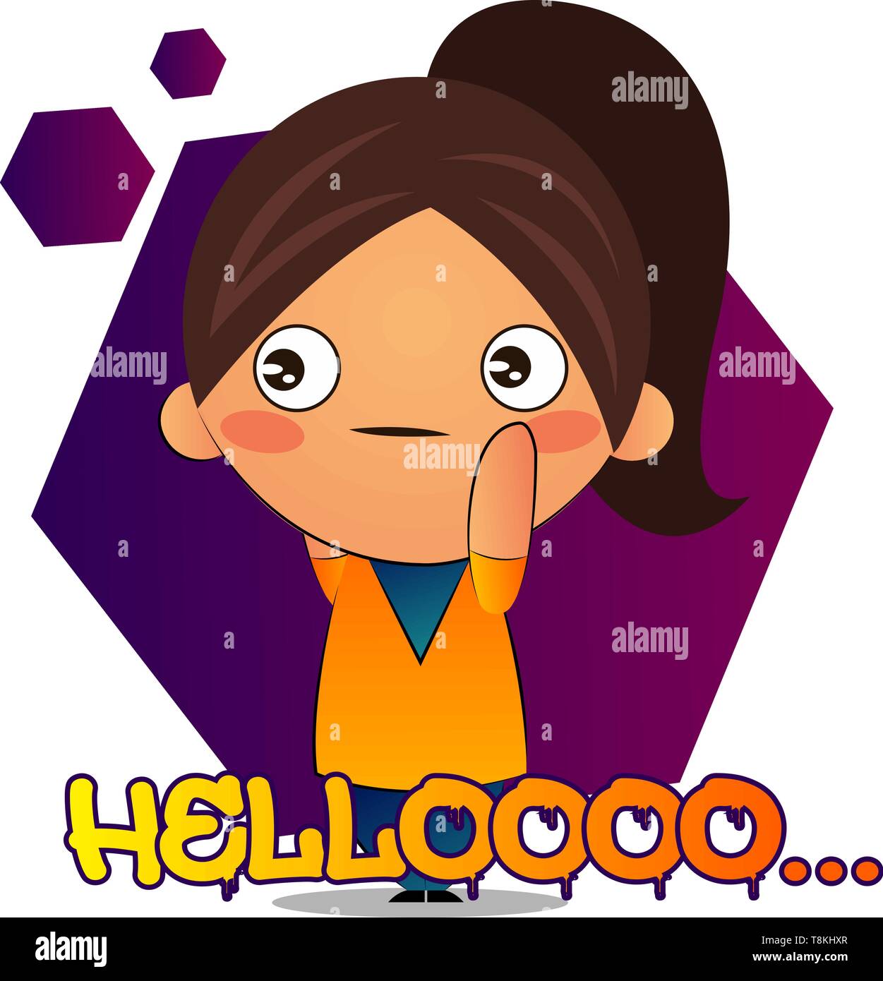 Happy little girl brown hair Stock Vector Images - Alamy