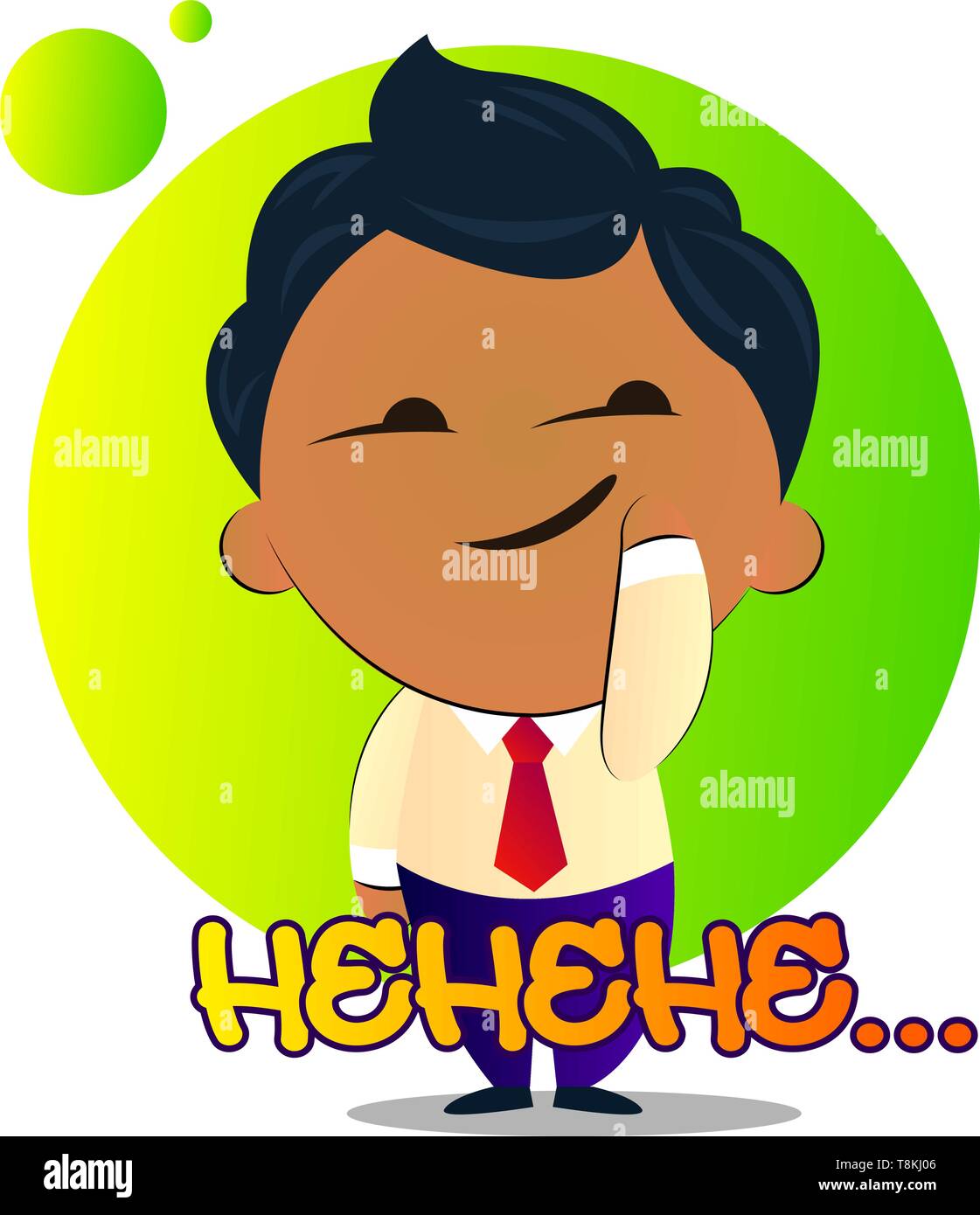 Boy in a suit with curly hair says hehehe, illustration, vector on ...