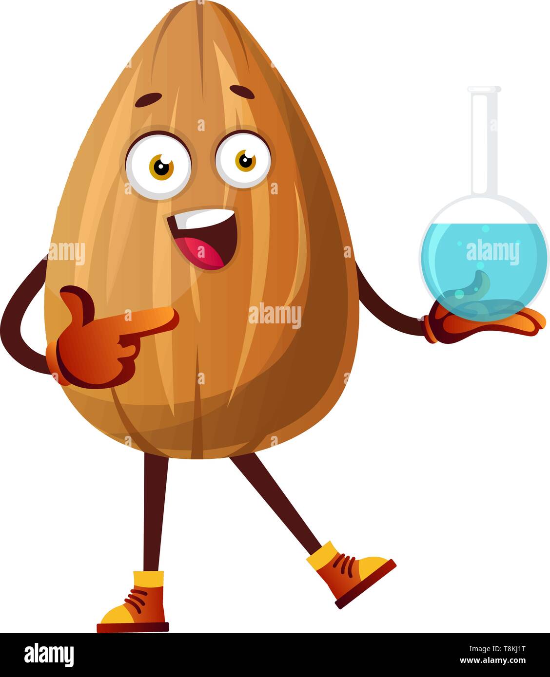 Almond is doing some experiment in chemistry lab, illustration, vector ...