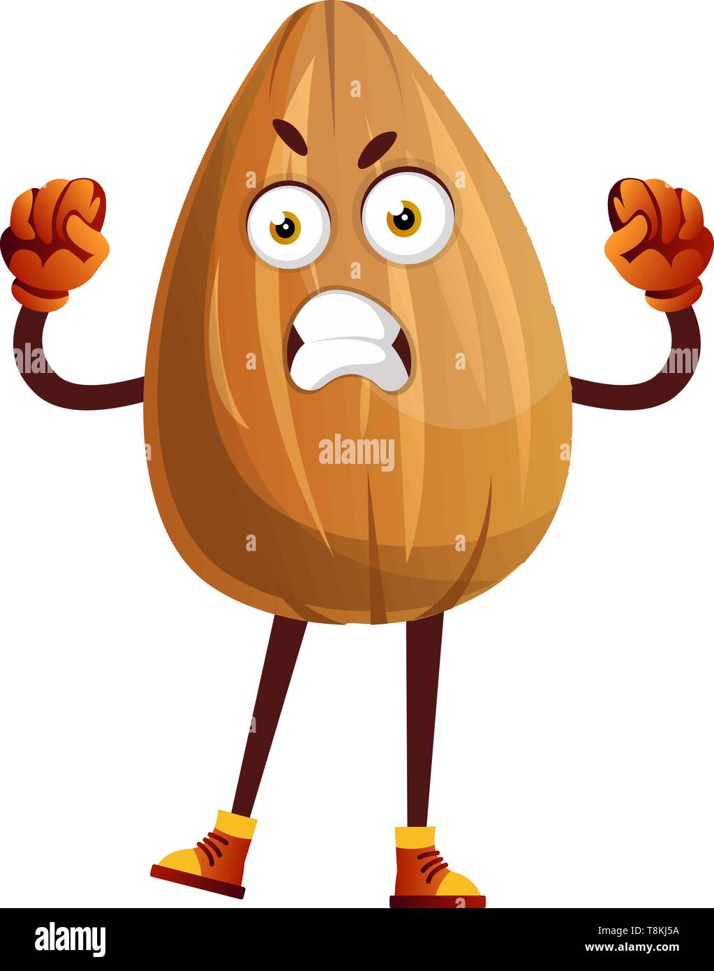 Very angry looking brown almond, illustration, vector on white ...