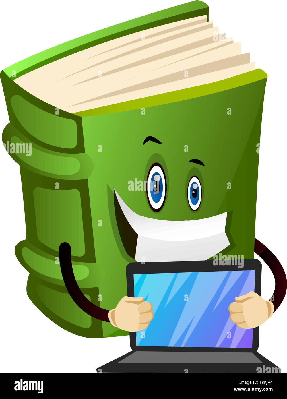 Green Book Is Holding A Laptop Illustration Vector On White Background Stock Vector Image