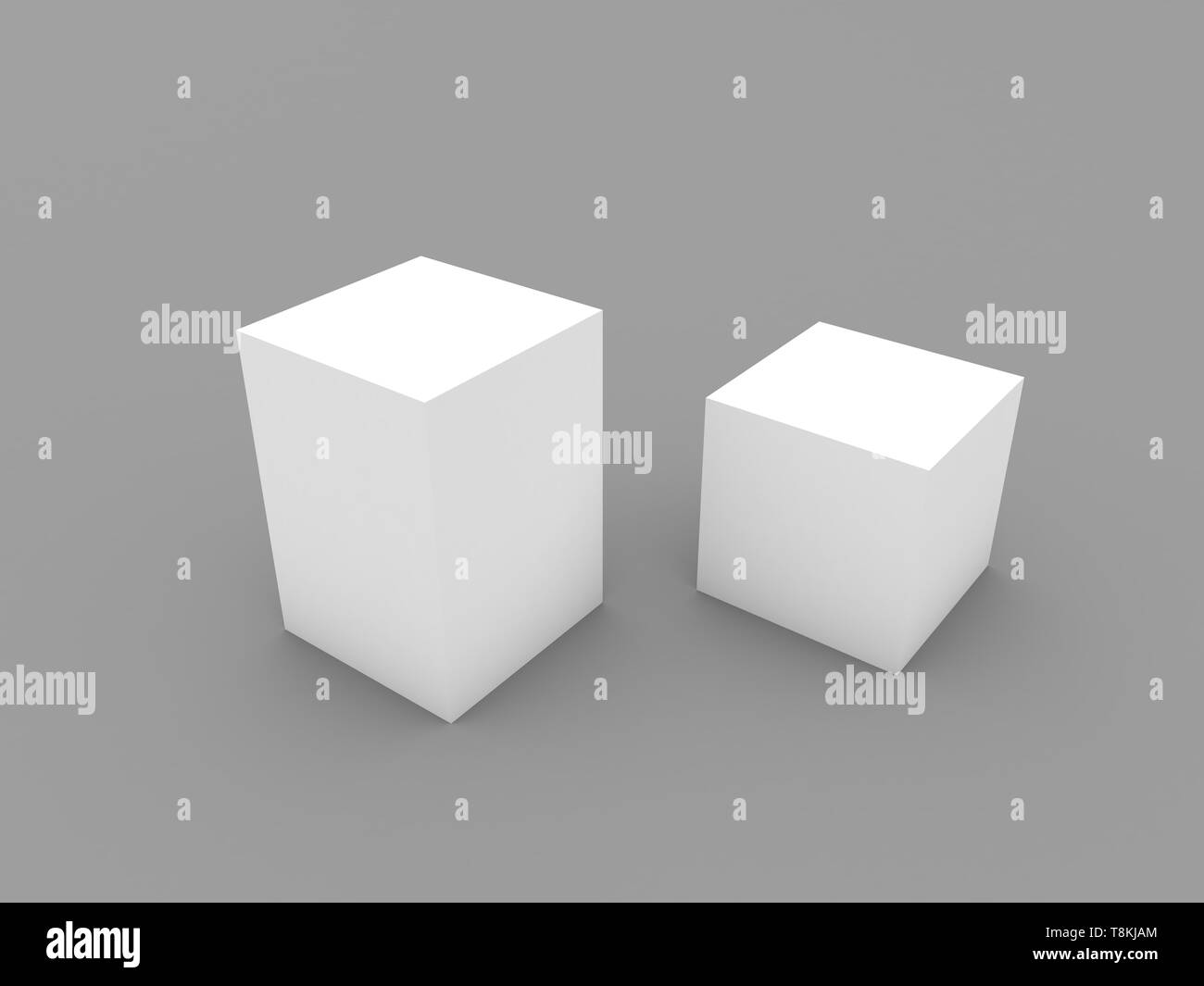 Two closed boxes mockup on a white background. 3d render illustration ...