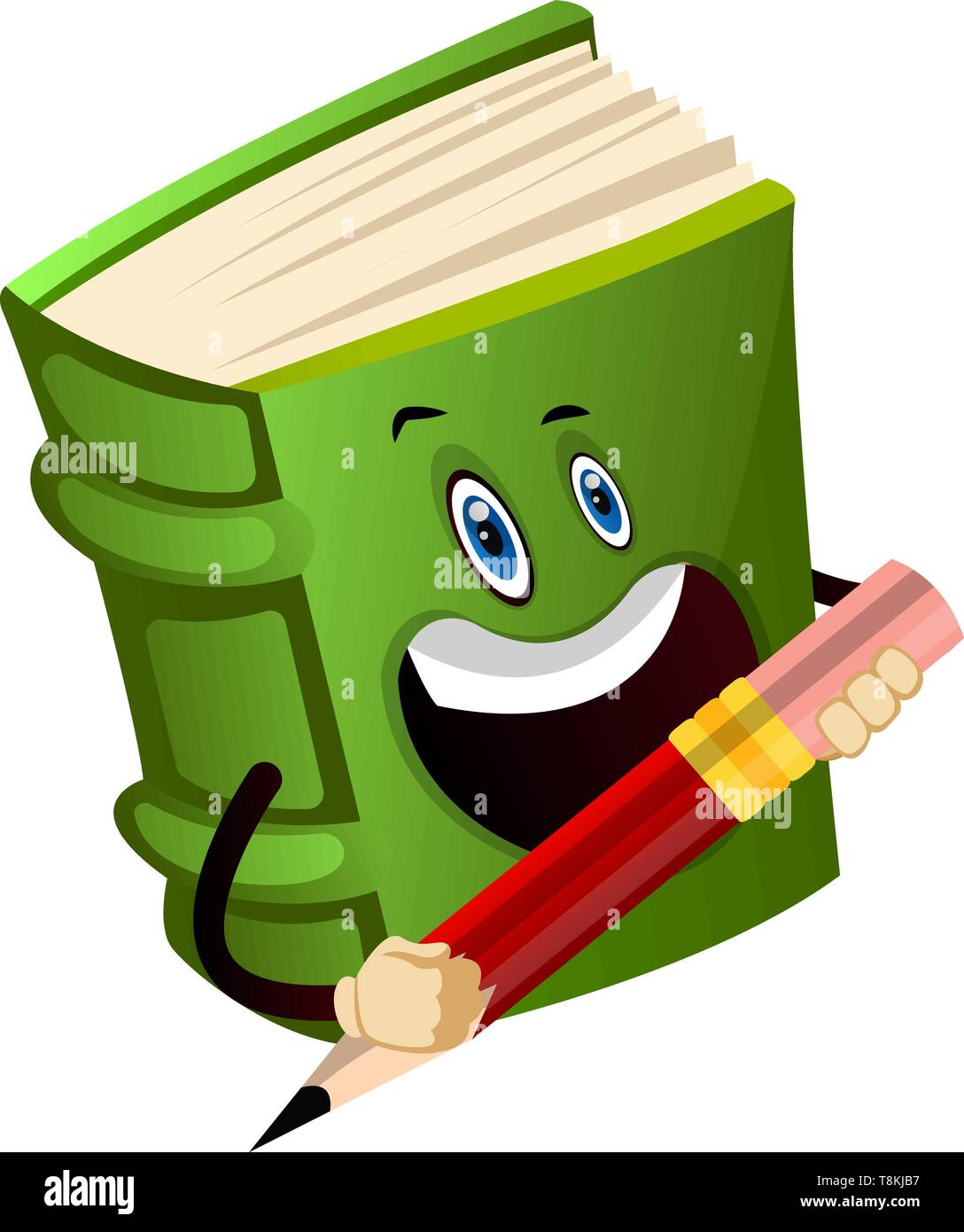 Green Book Is Holding A Pencil Illustration Vector On White Background Stock Vector Image