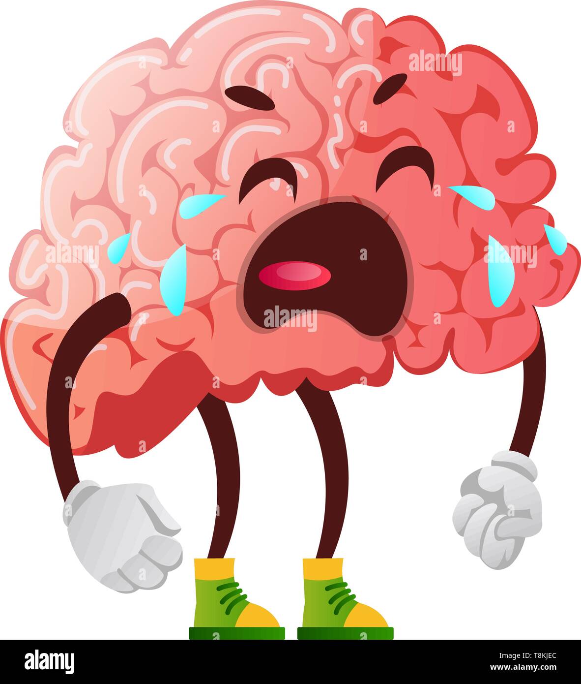 Brain is crying, illustration, vector on white background Stock Vector ...