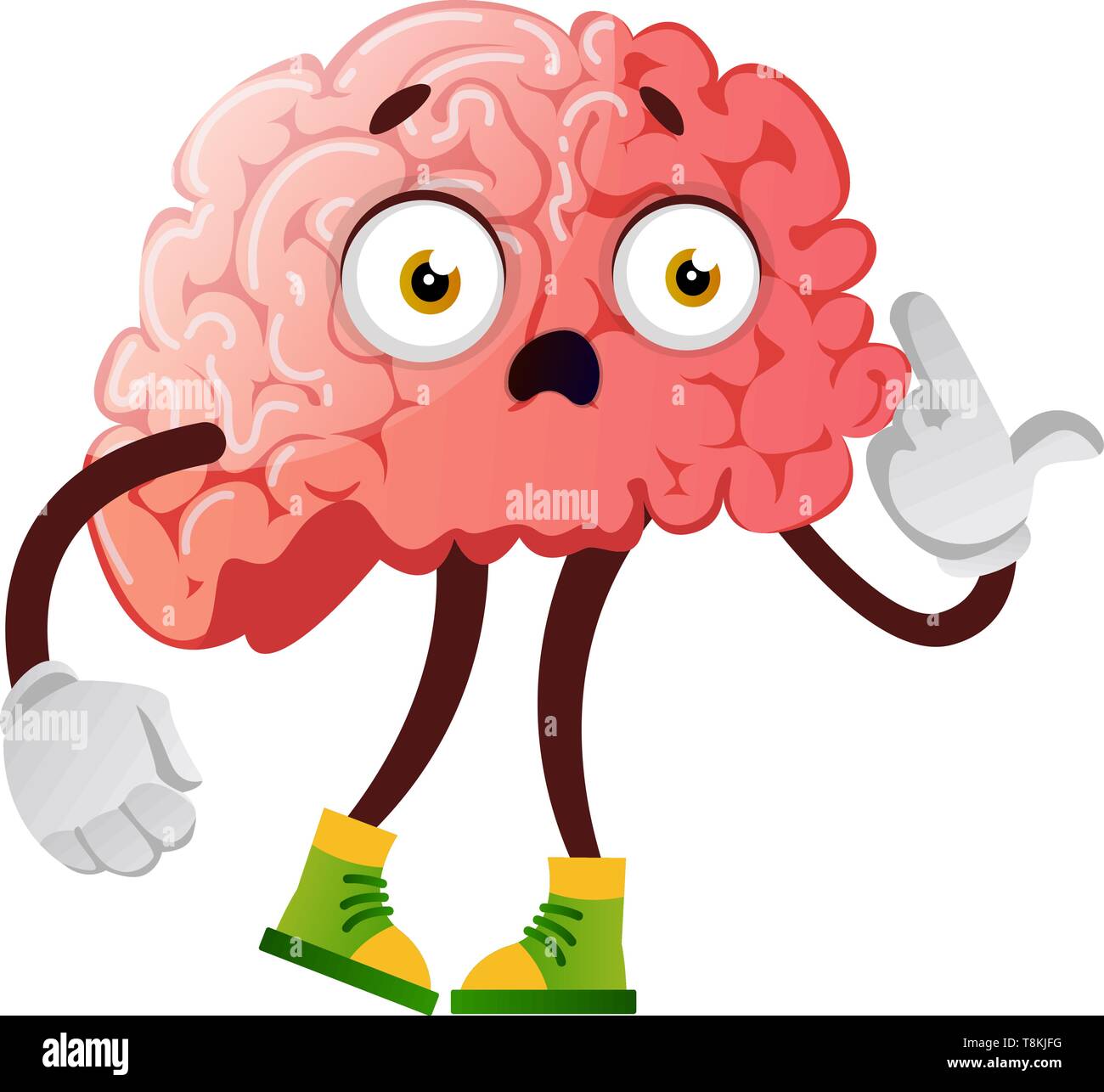 Brain is looking unhappy, illustration, vector on white background ...