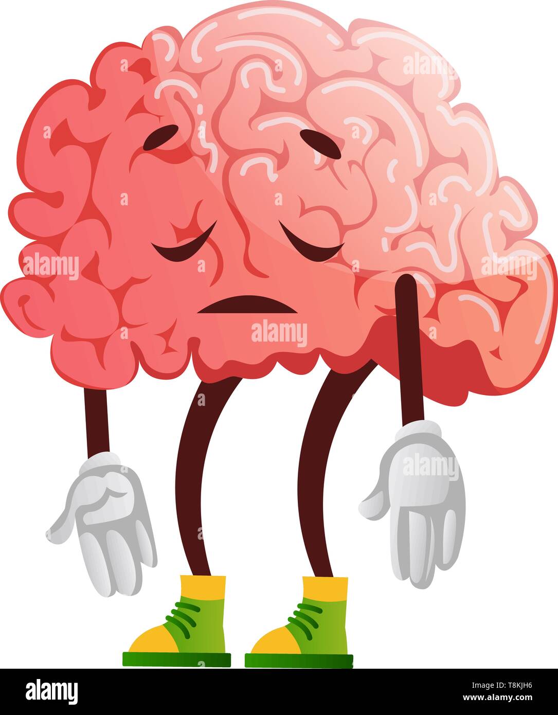 Brain is sad, illustration, vector on white background Stock Vector ...