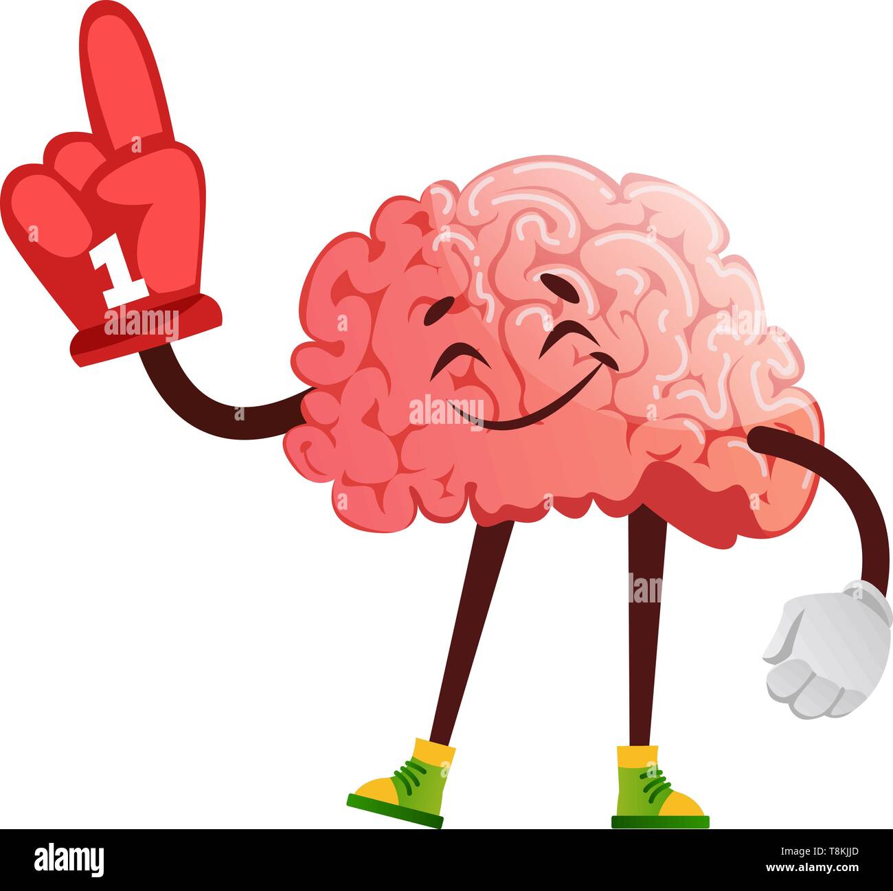 Brain is cheering, illustration, vector on white background Stock ...