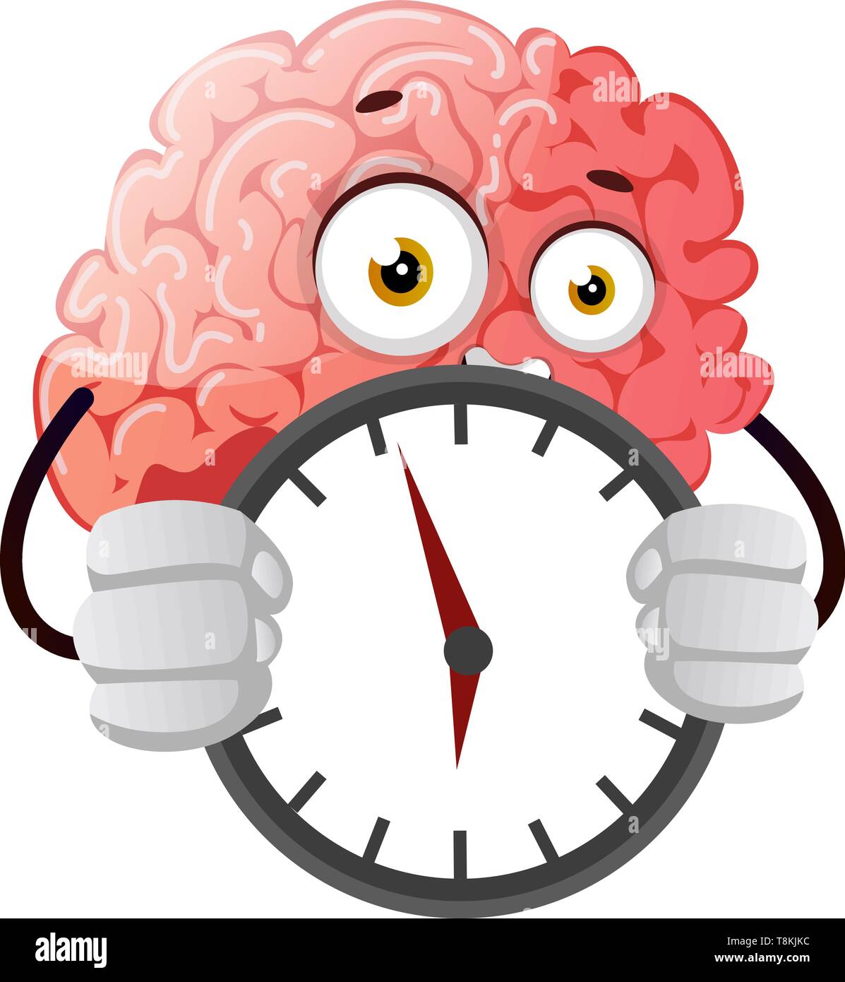 Brain holding a clock, illustration, vector on white background Stock ...