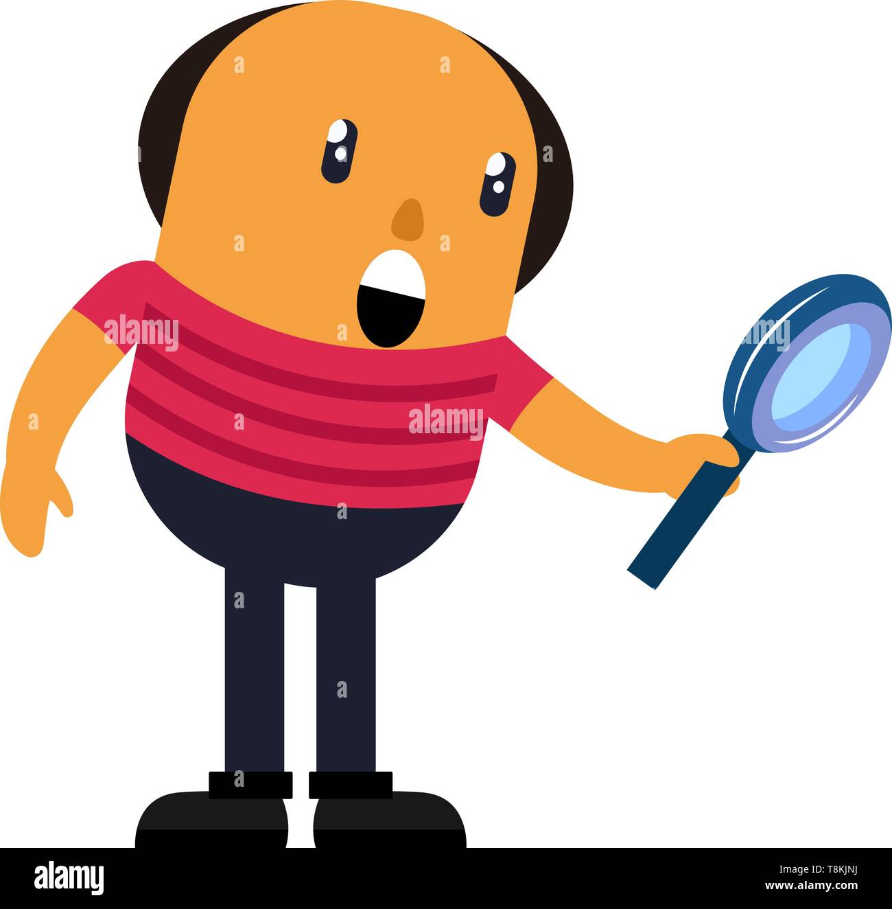 Man with magnifying glass, illustration, vector on white background ...