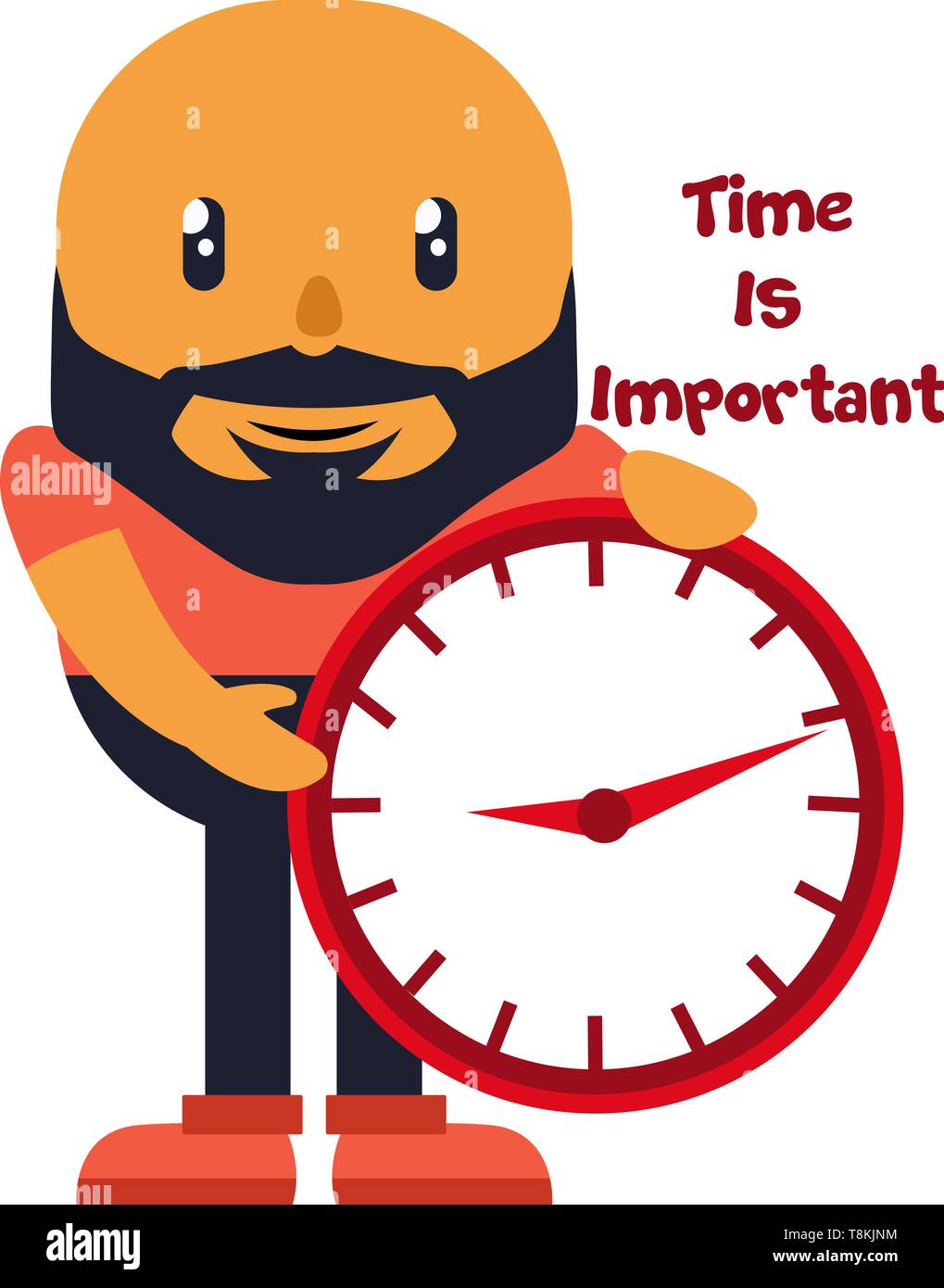 Man with big clock, illustration, vector on white background Stock ...