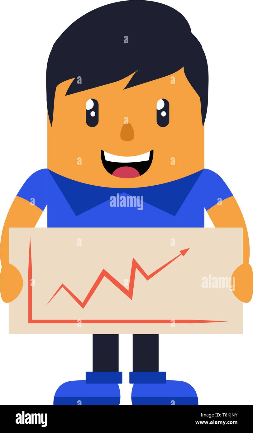 Man with analysis sign, illustration, vector on white background Stock ...