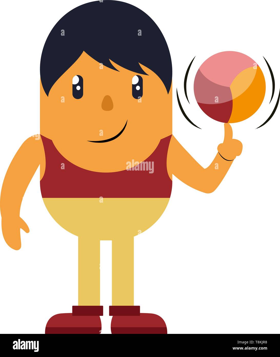 Man spinning a ball , illustration, vector on white background Stock ...