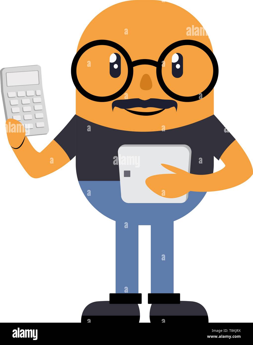 Man with calculator, illustration, vector on white background Stock ...