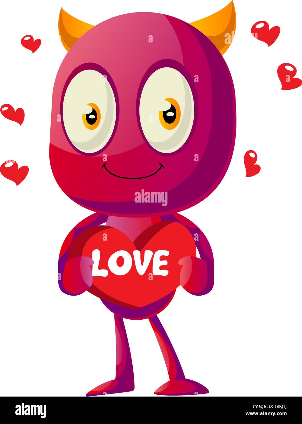 Devil in love with big heart, illustration, vector on white background ...