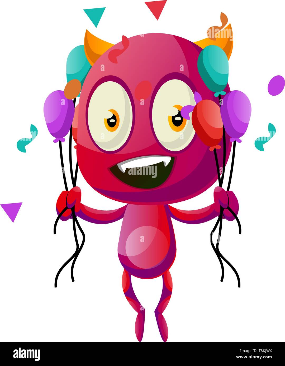 Devil with balloons, illustration, vector on white background Stock ...