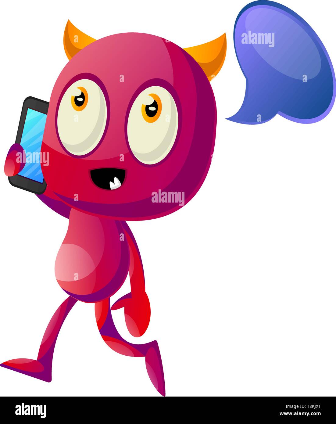 Devil talking on cellphone, illustration, vector on white background ...