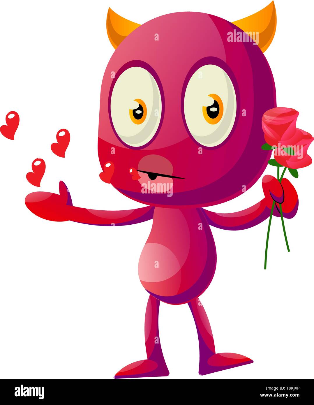 Devil with roses, illustration, vector on white background Stock Vector ...
