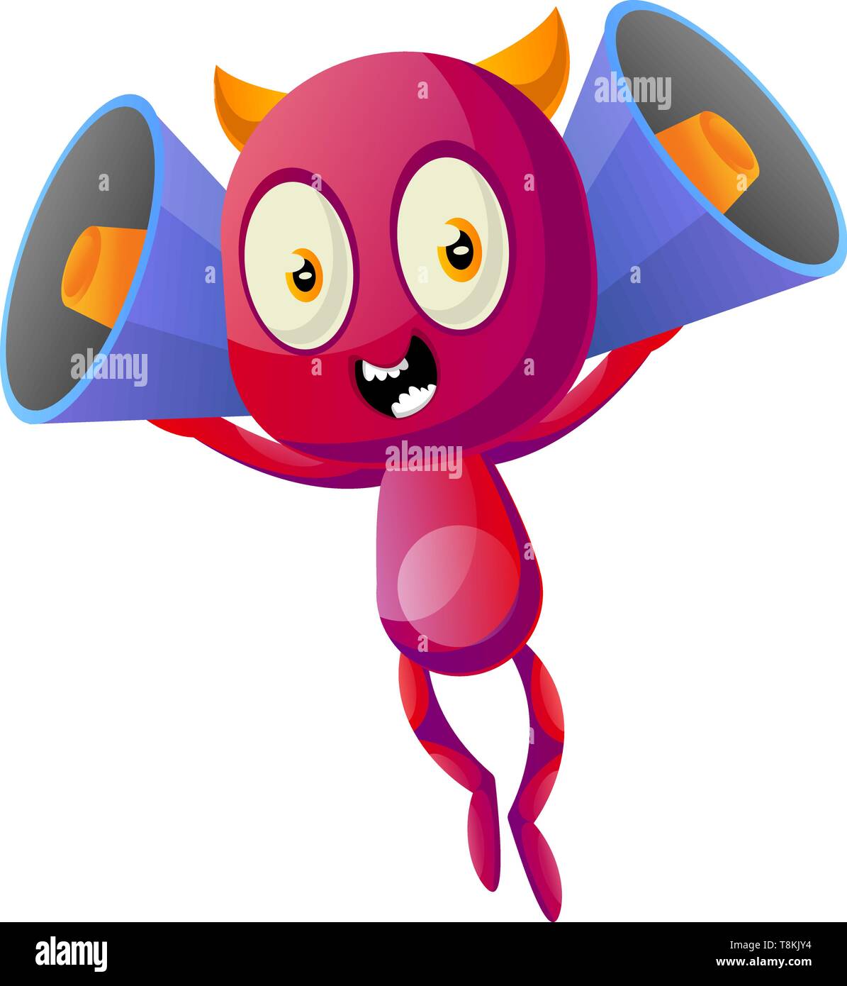 Devil with megaphones, illustration, vector on white background Stock ...