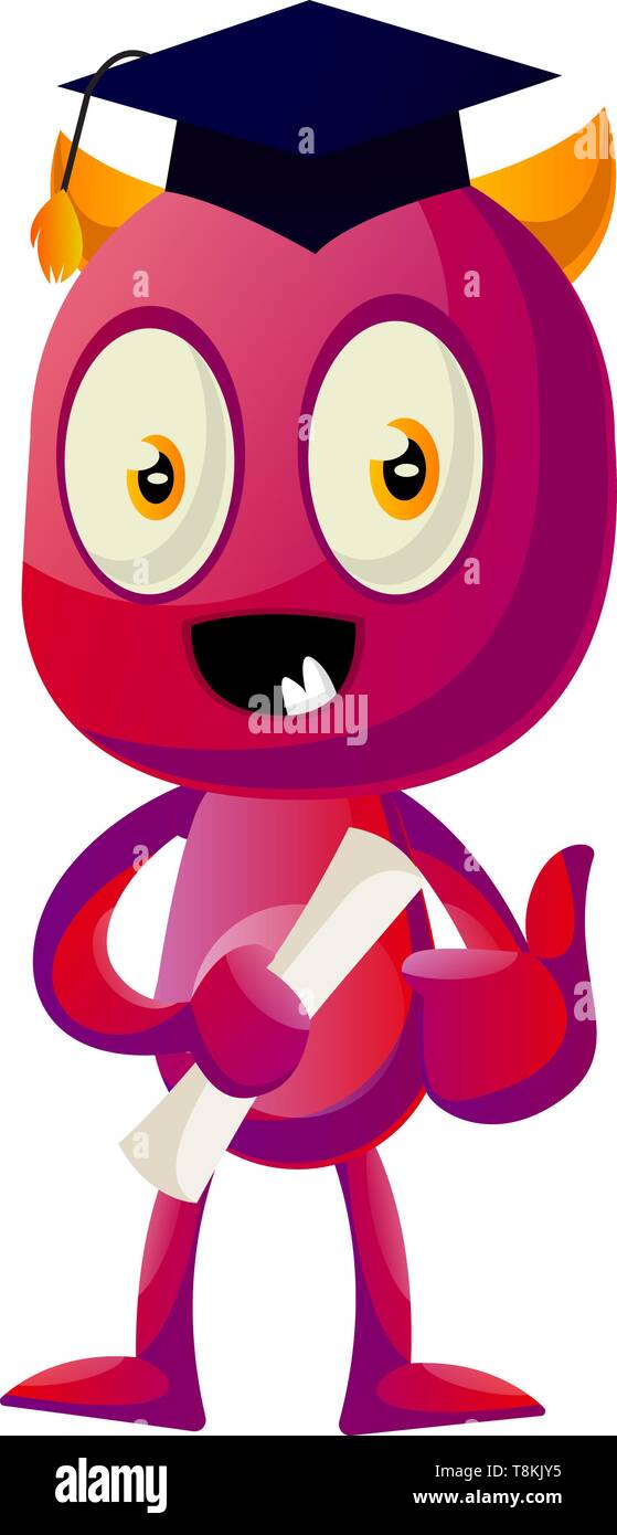 Devil who graduate, illustration, vector on white background Stock ...