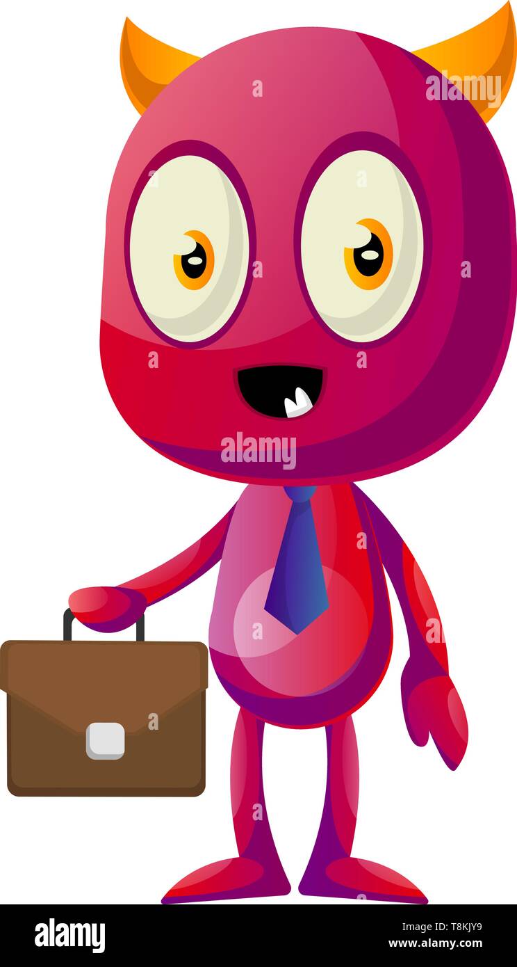 Devil with briefcase, illustration, vector on white background Stock ...