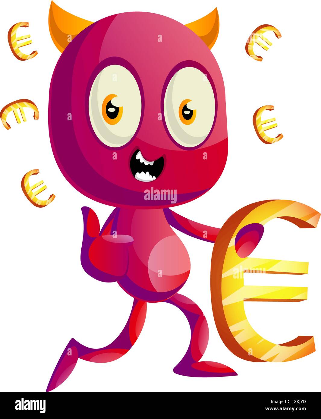 Devil with euro sign, illustration, vector on white background Stock ...