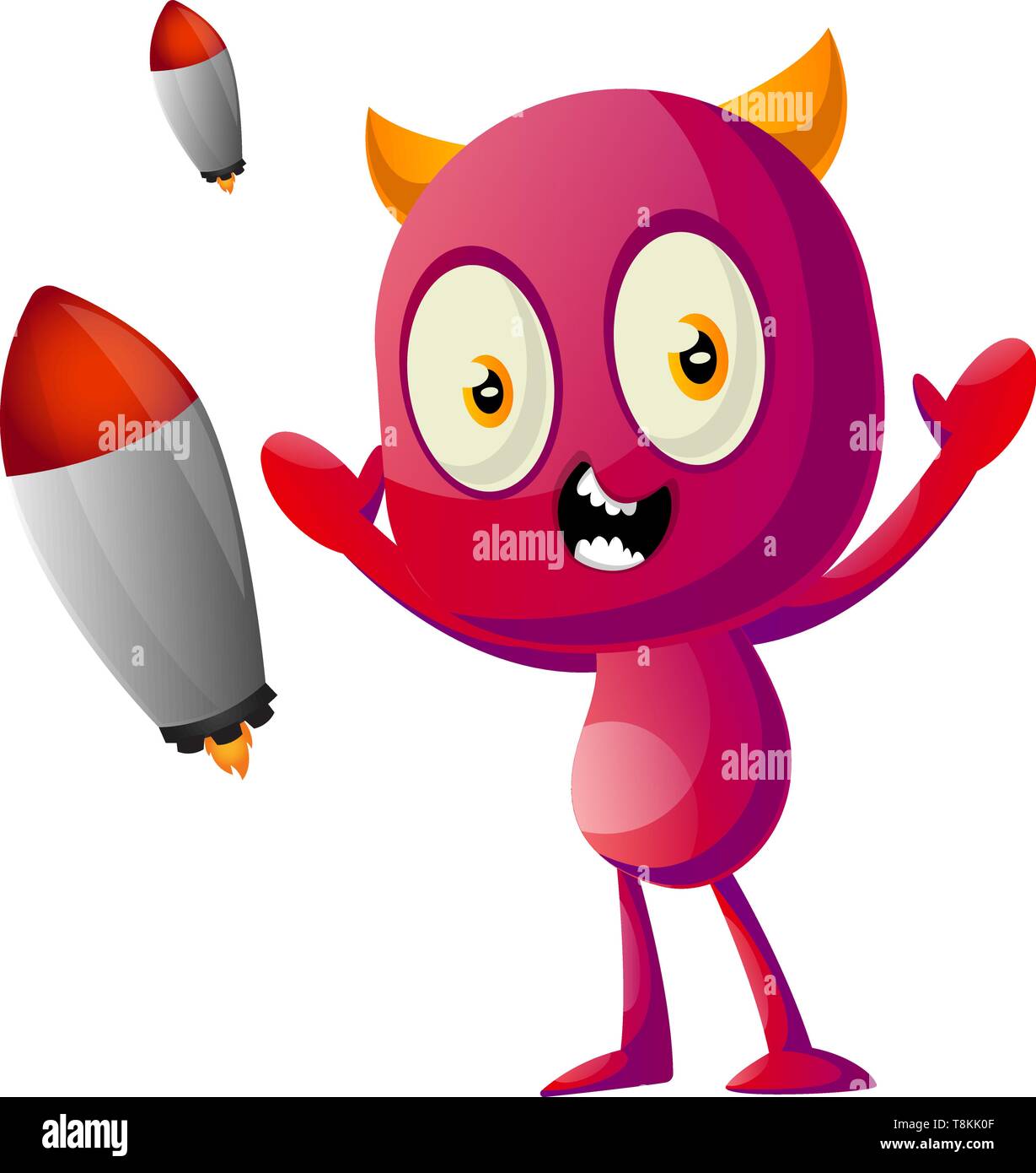 Devil with rockets, illustration, vector on white background Stock ...