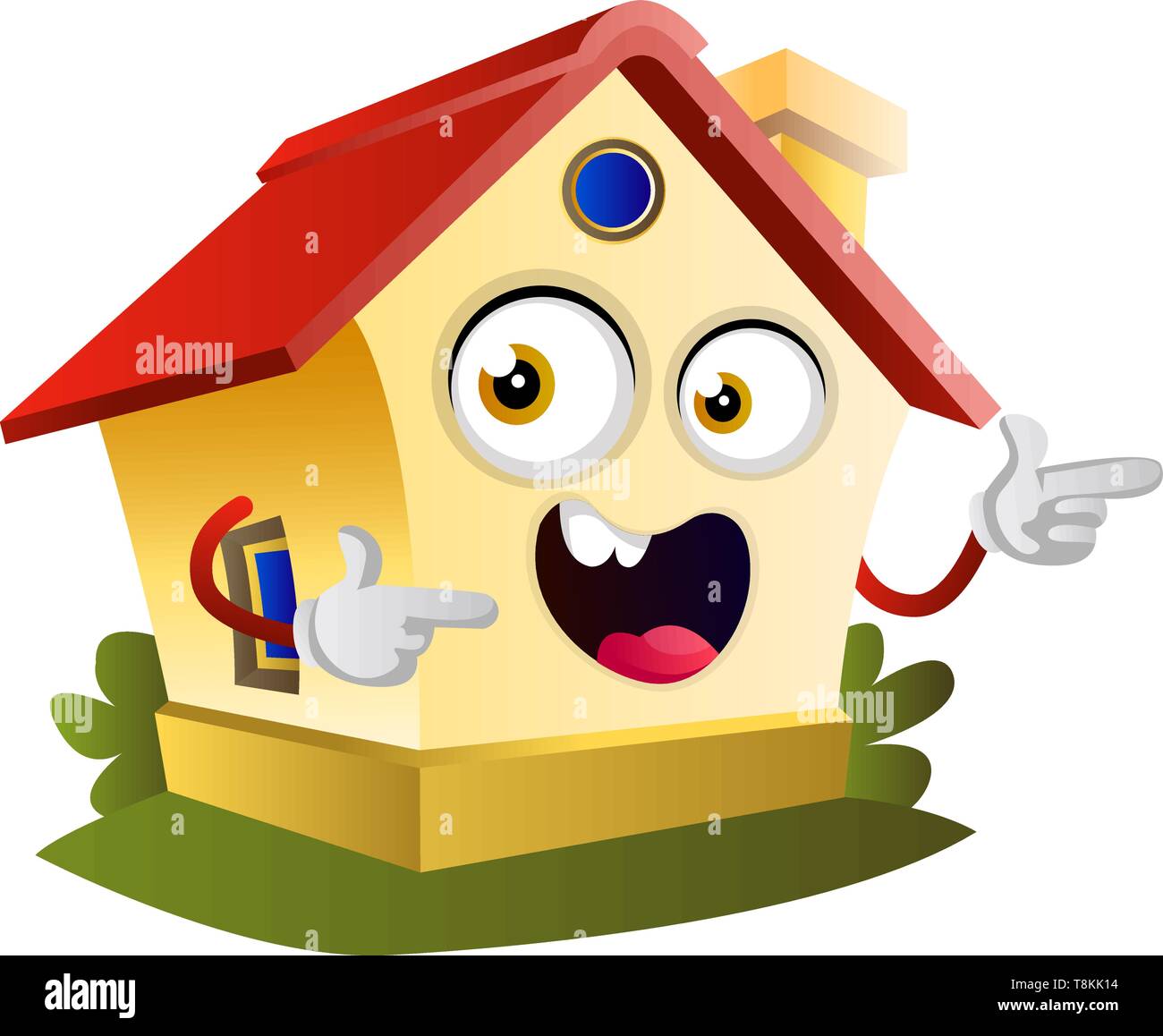 House is pointing with fingers, illustration, vector on white ...