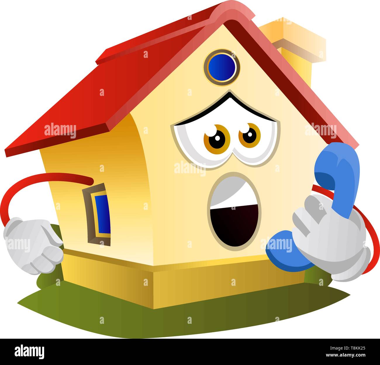 House is talking on the phone, illustration, vector on white background ...
