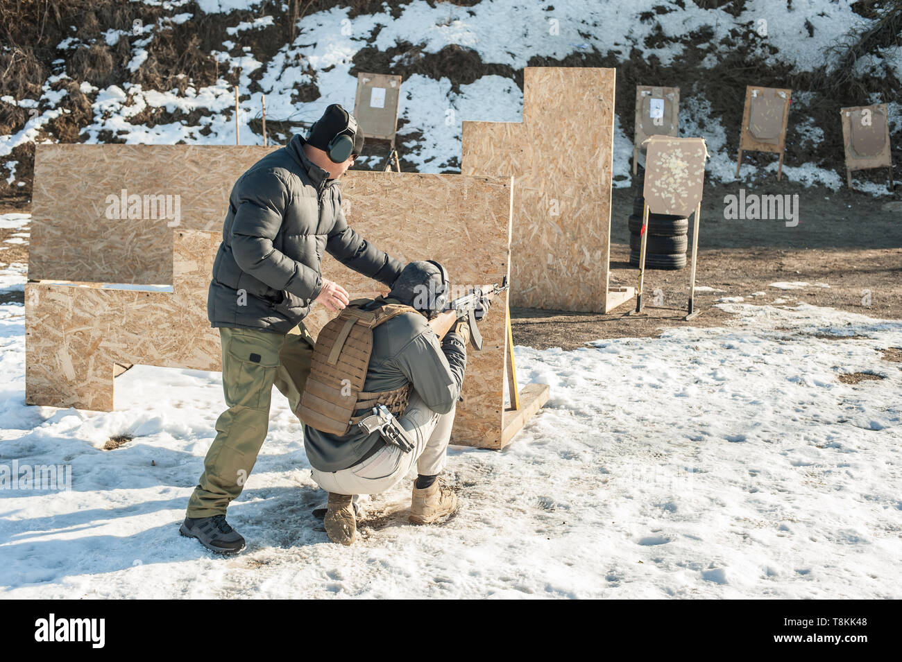 Instructor and his student had rifle machine gun shooting training on ...