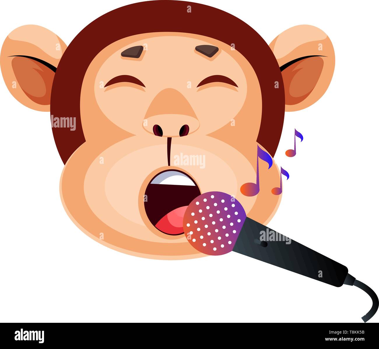 Monkey is singing, illustration, vector on white background Stock ...
