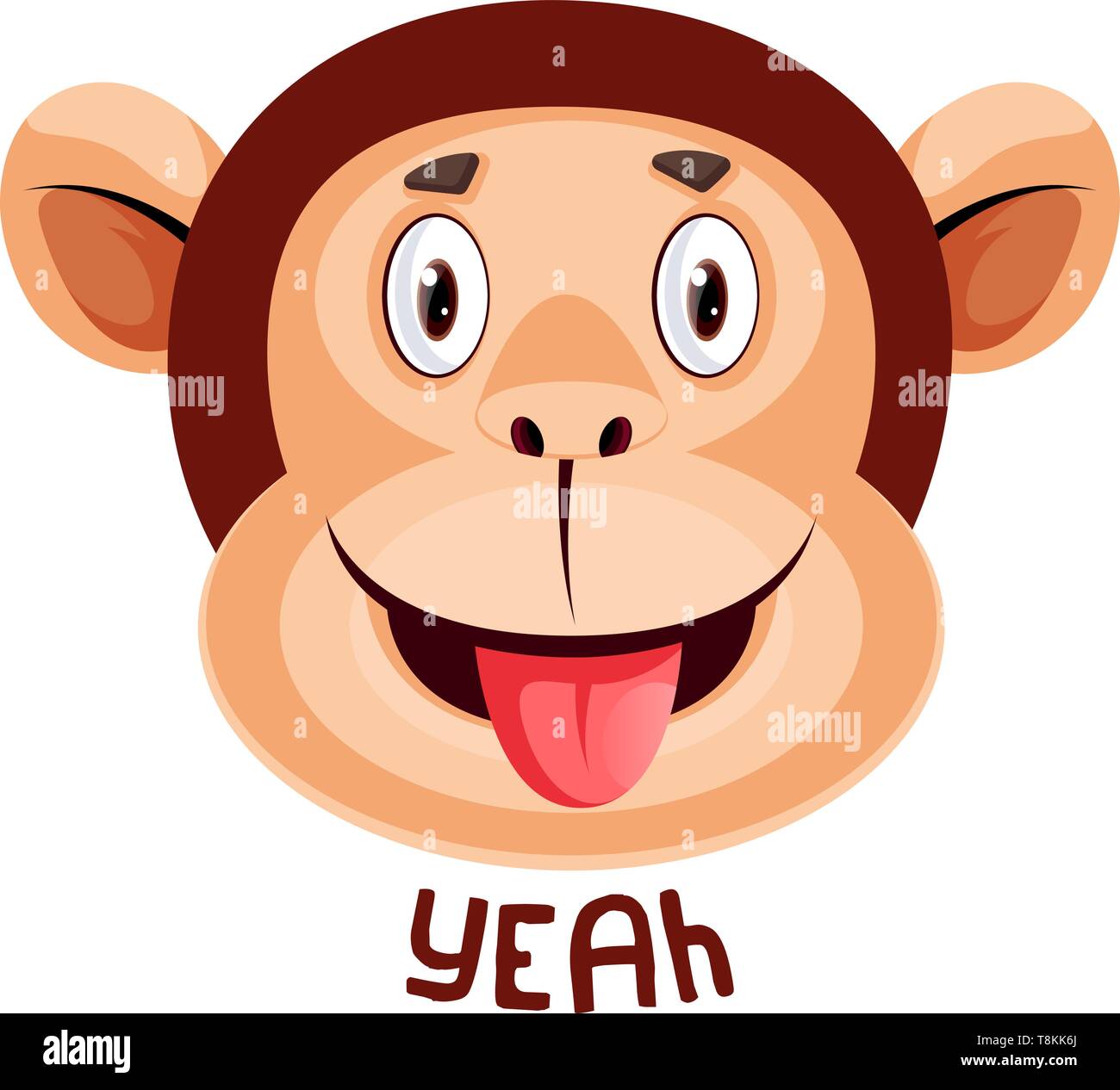 Monkey is saying yeah, illustration, vector on white background Stock ...