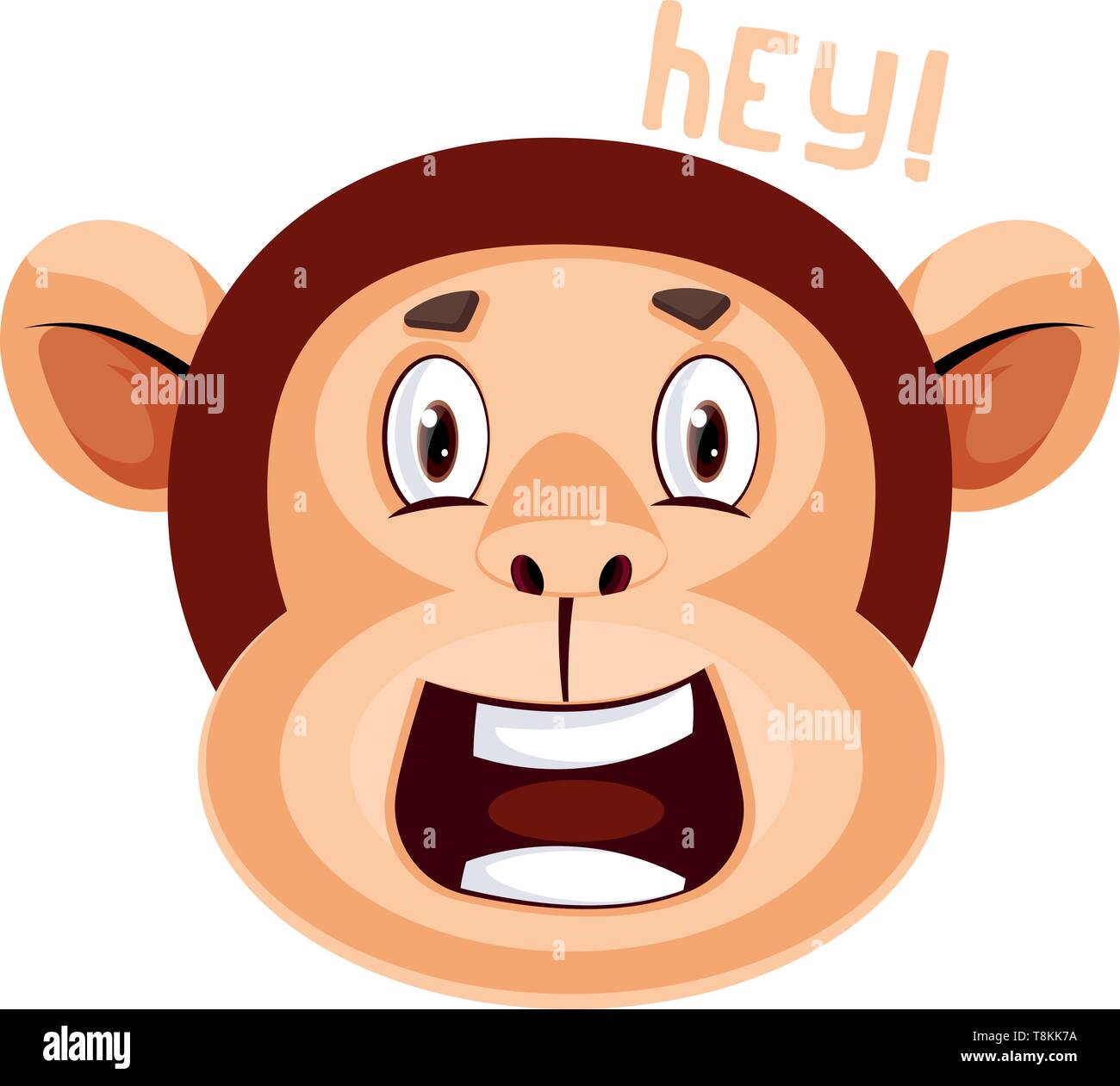Monkey is saying hey, illustration, vector on white background Stock ...