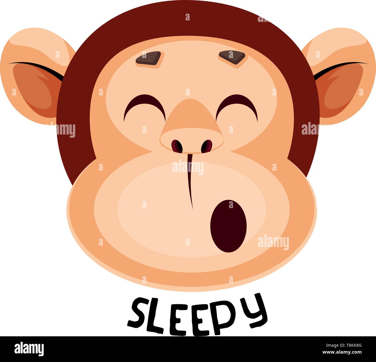 Monkey is feeling sleepy, illustration, vector on white background ...