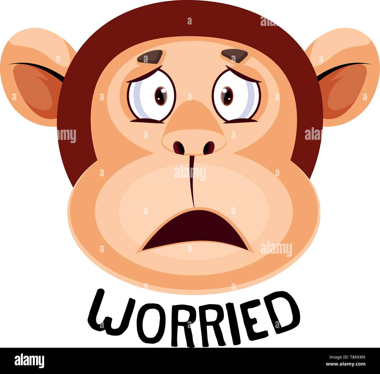 Monkey is feeling worried, illustration, vector on white background ...