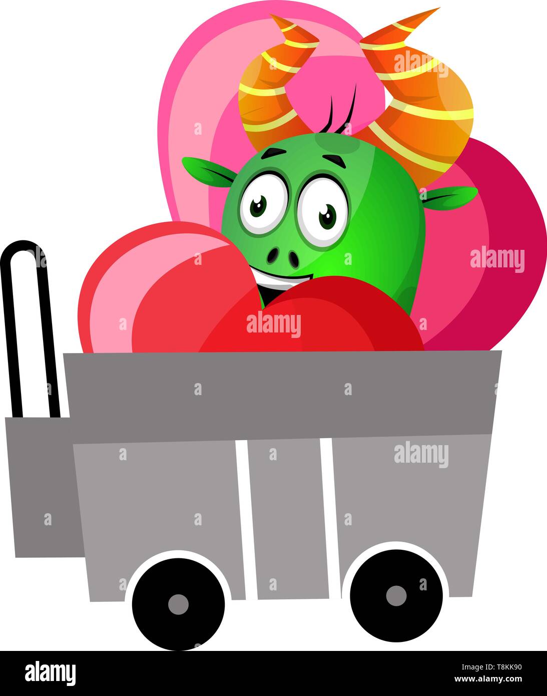 Green monster in love, illustration, vector on white background Stock ...