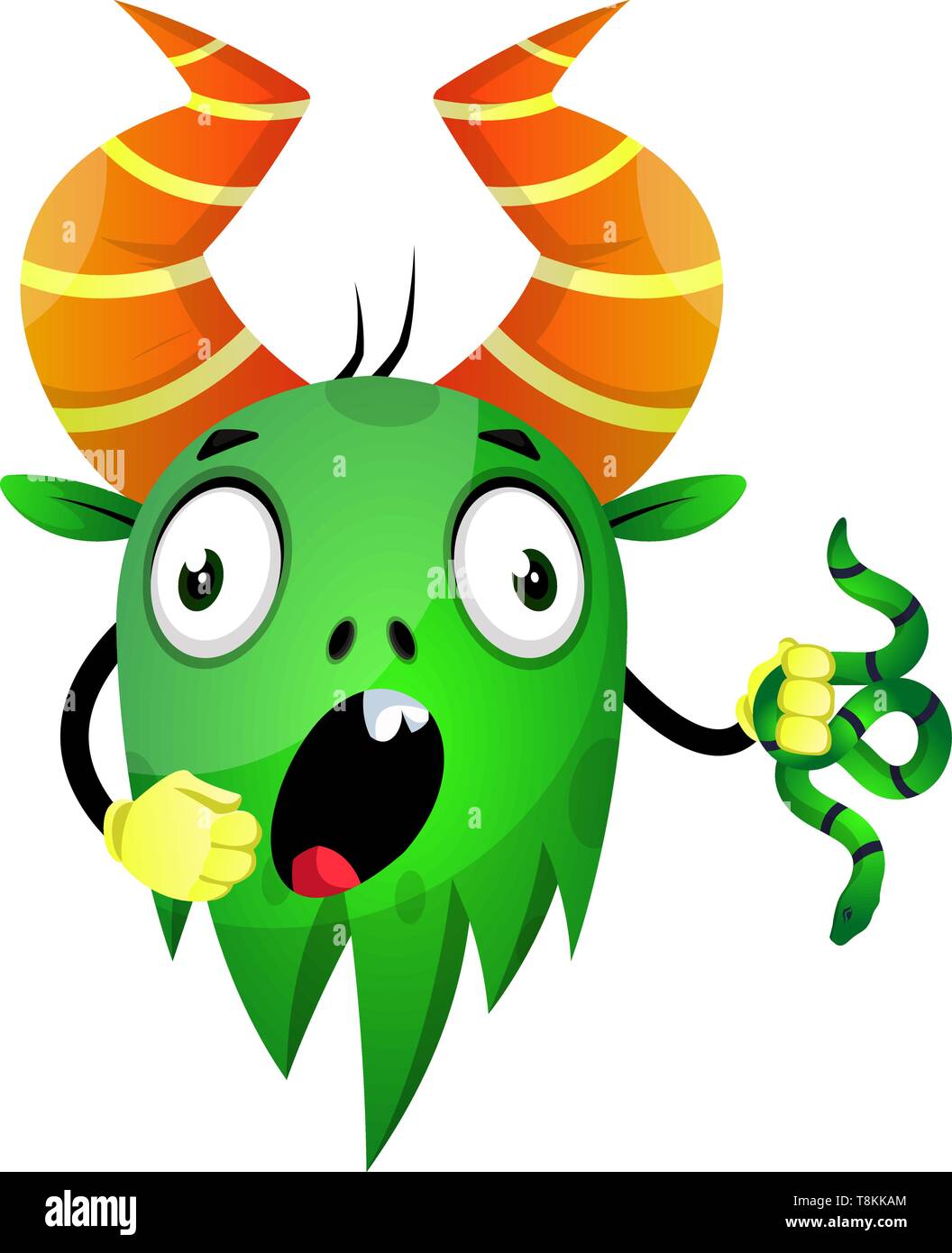 Monster holding snake, illustration, vector on white background Stock ...