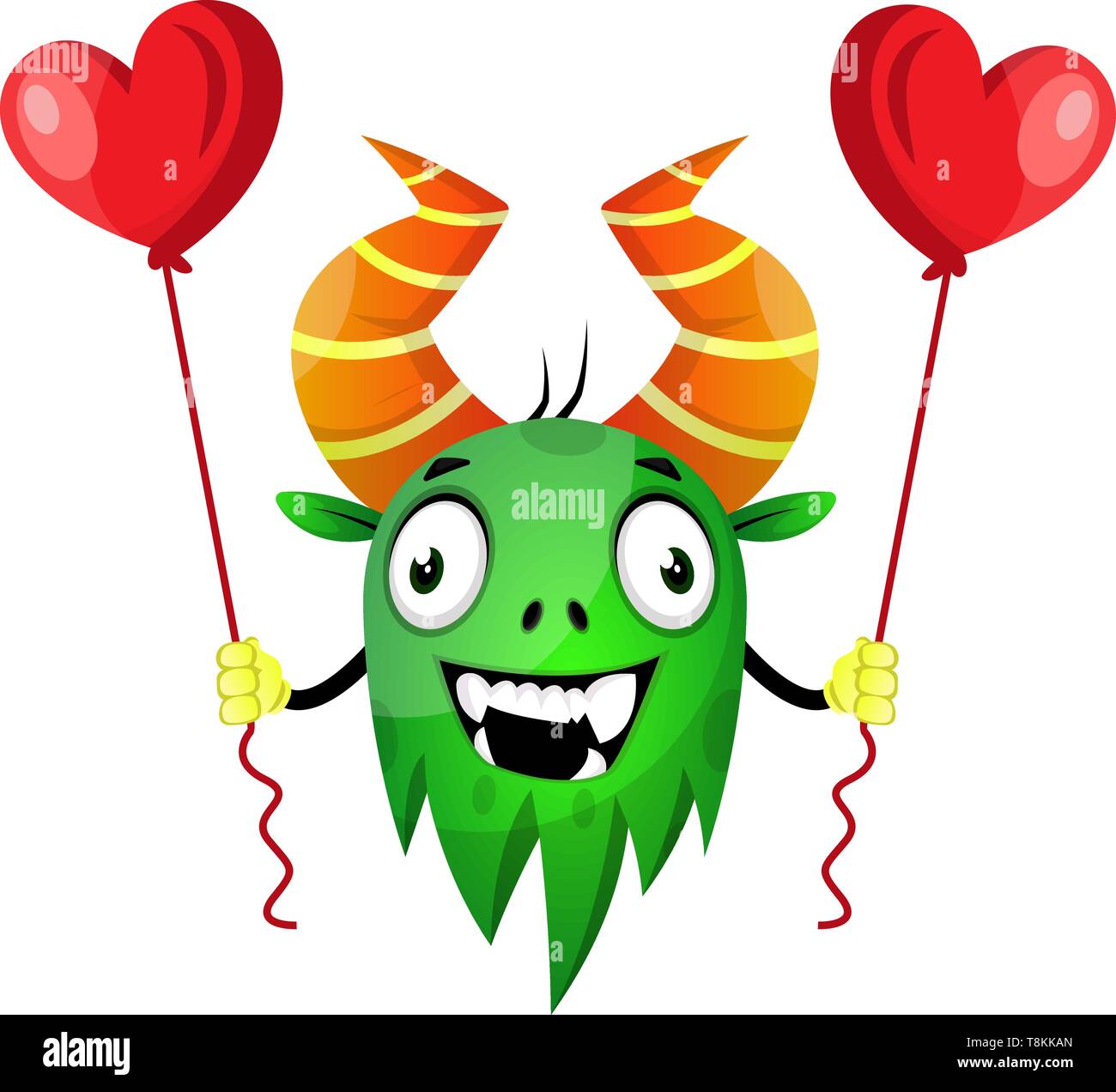 Monster with heart balloons, illustration, vector on white background ...